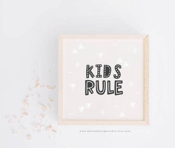 Kids Rule Print Nursery Decor Kids Quote Digital Print | Etsy