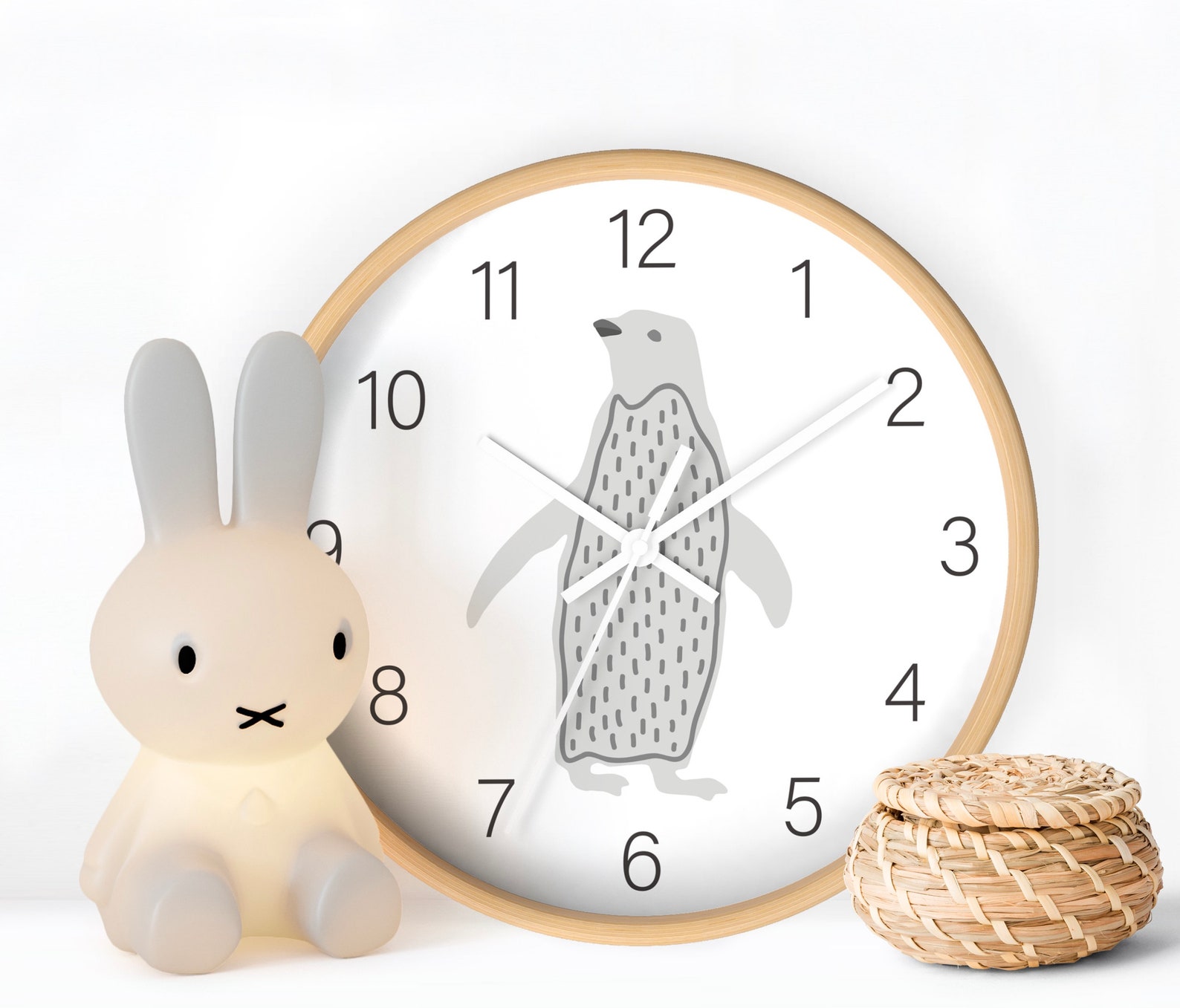 Penguin Wall Clock Kids Design Wall Clock Kids Minimalist - Etsy