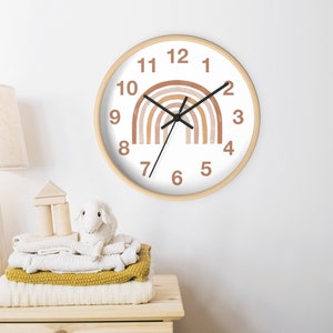 Rainbow Clock, Boho Nursery Wall Clock, Earth Tones Nursery Clock ...