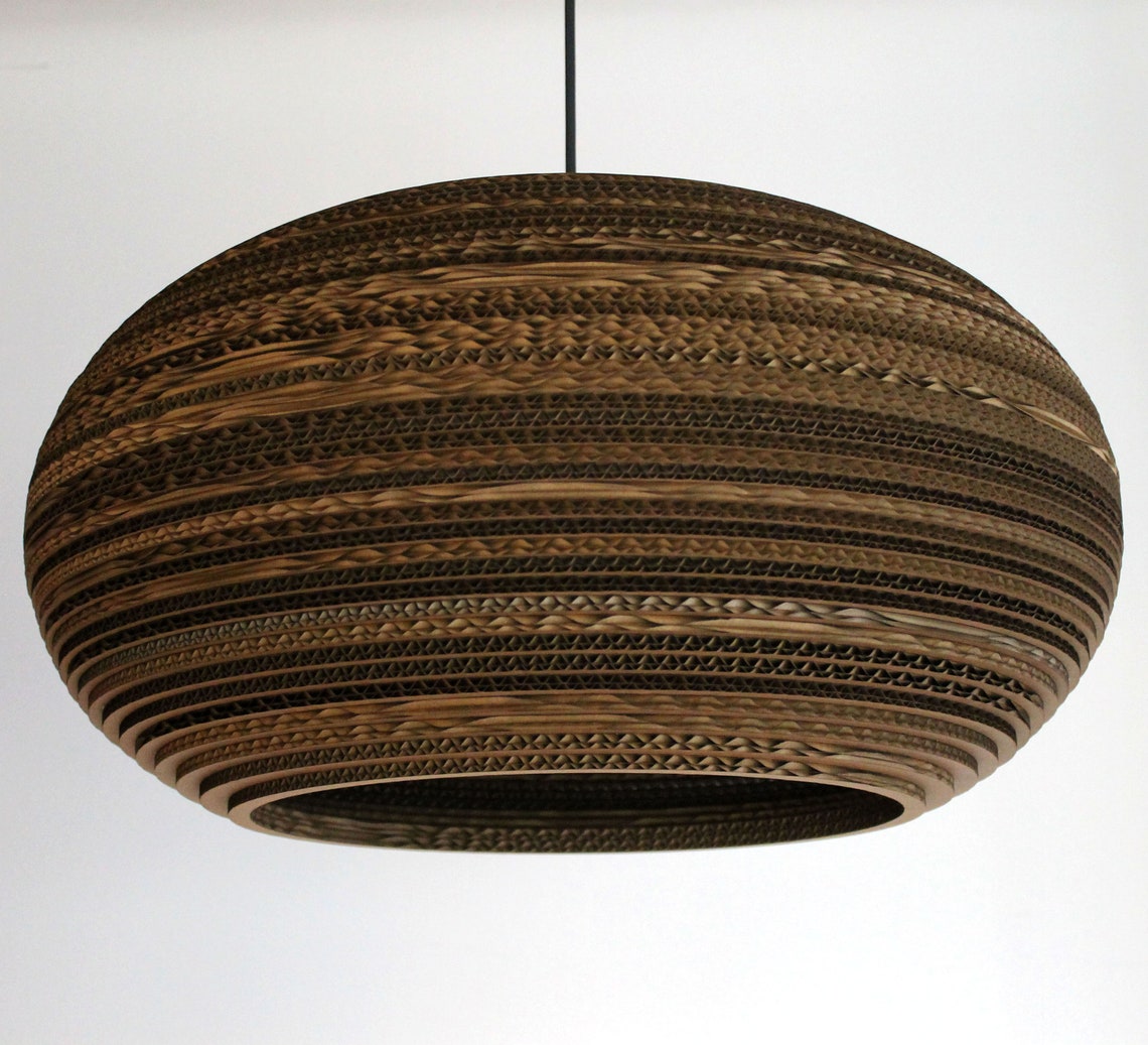 20 Rounded Drum Recycled Cardboard Pendant Lightshade | Etsy