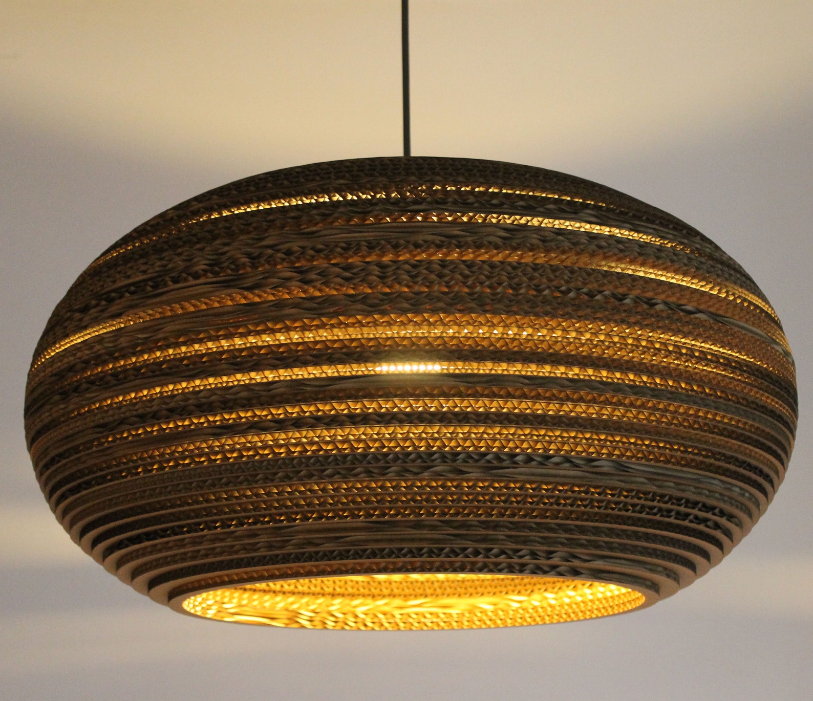 20 Rounded Drum Recycled Cardboard Pendant Lightshade | Etsy