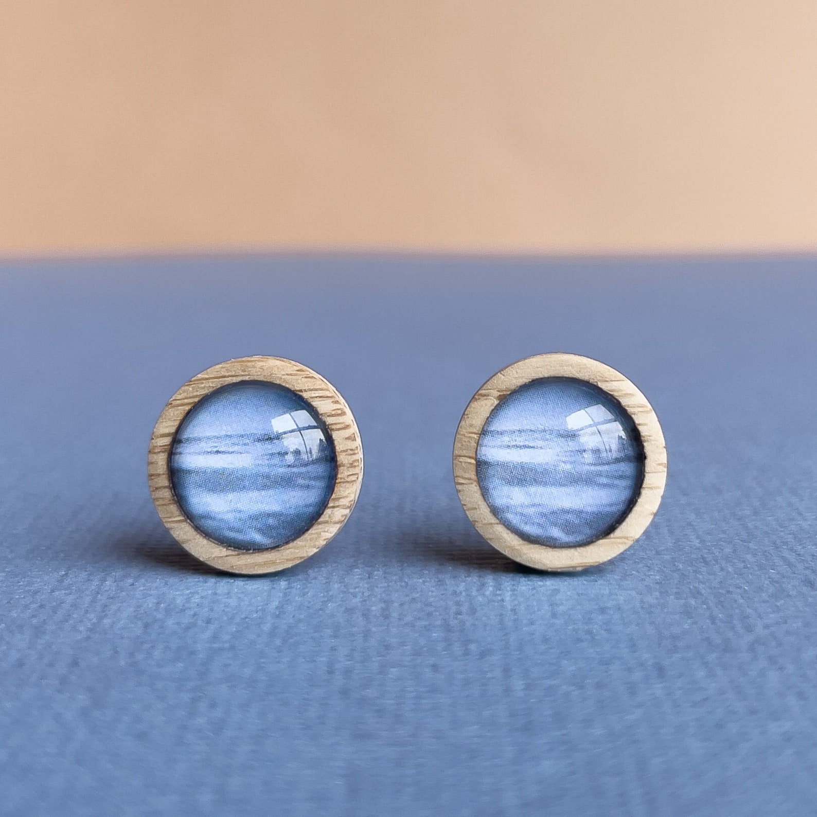 Blue Ocean Earrings Blue Stud Earrings Nautical Jewelry | Etsy