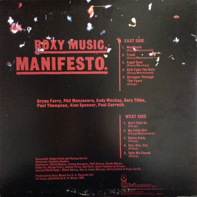 Roxy Music Manifesto 70's Bryan Ferry Electronic Art - Etsy