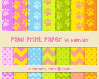 Paw Print Digital Paper Pack Puppy Motives Featuring Bones | Etsy