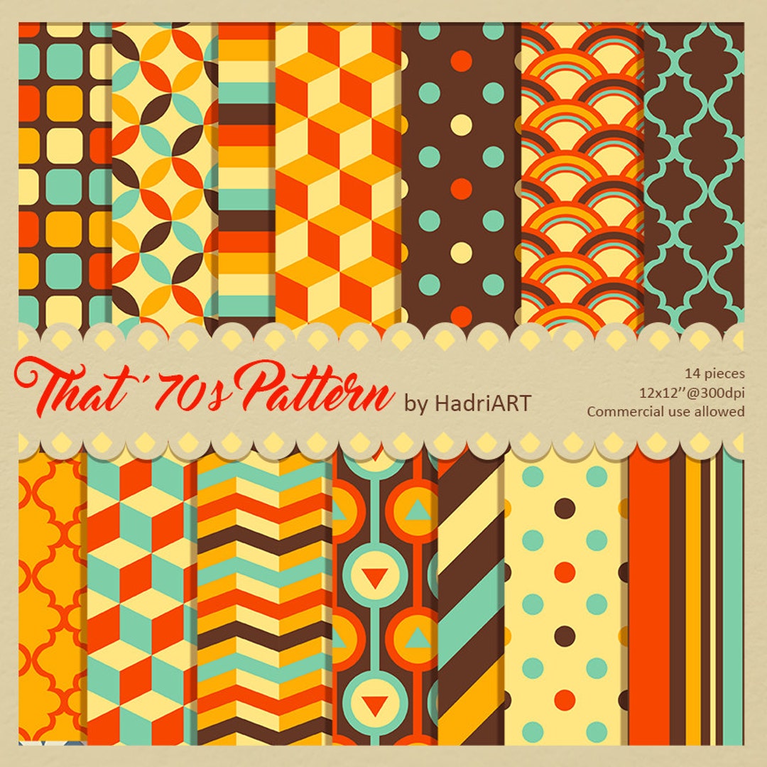 Retro 70s Digital Paper Fall Colors - Etsy