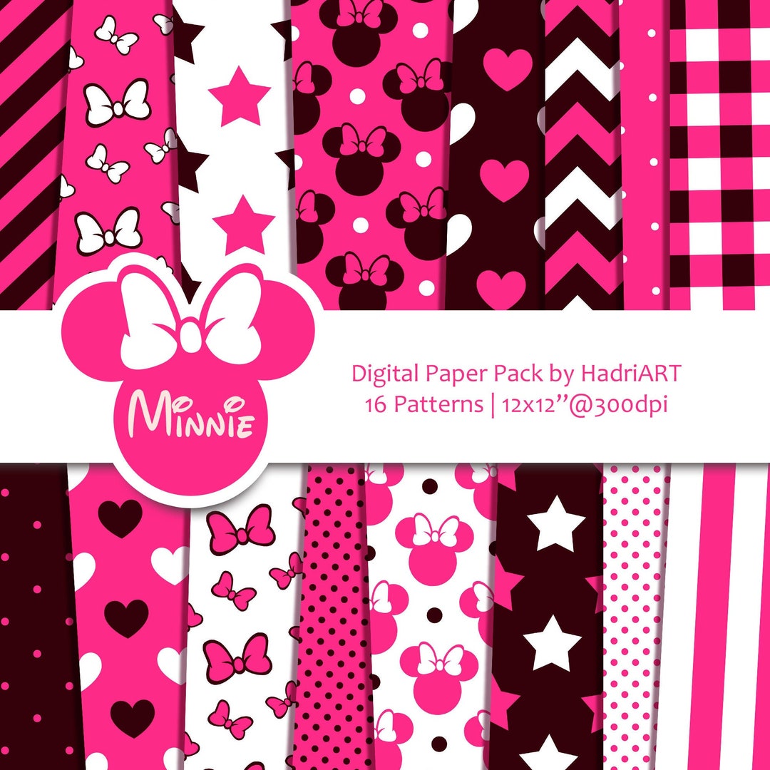 Minnie Mouse Digital Paper Pack With 16 Printable Patterns - Etsy