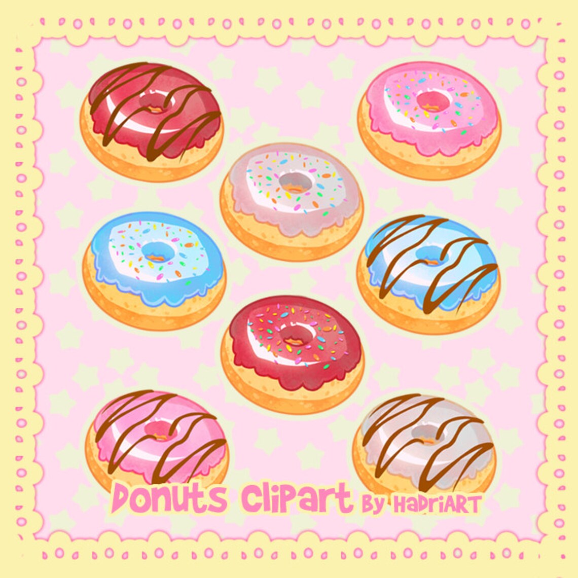 Cute Donut Clipart Pack Donuts Clip Art SALE - Etsy