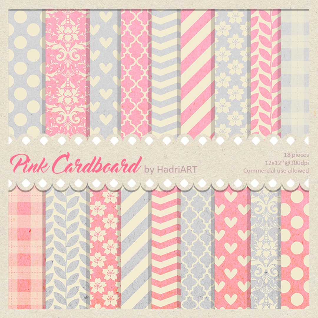 Cardboard Vintage Digital Paper Shabby Chic / Pink Damask - Etsy