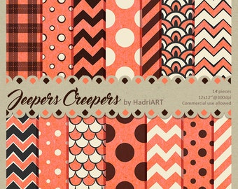 Vintage Halloween Digital Paper, Vintage Halloween Scrapbook Paper ...