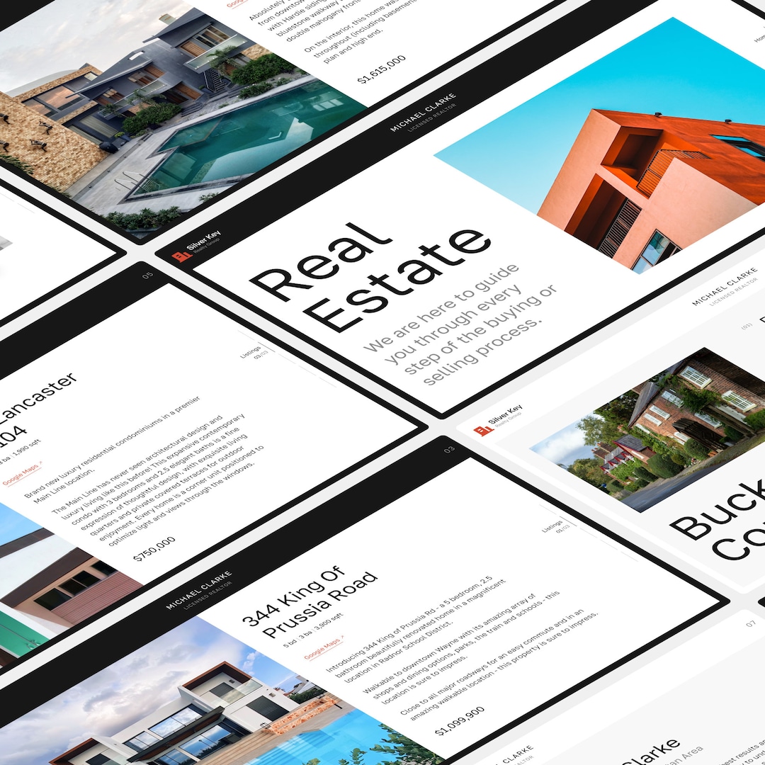 Real Estate Presentation Template Powerpoint, Keynote — Silver Key - Etsy