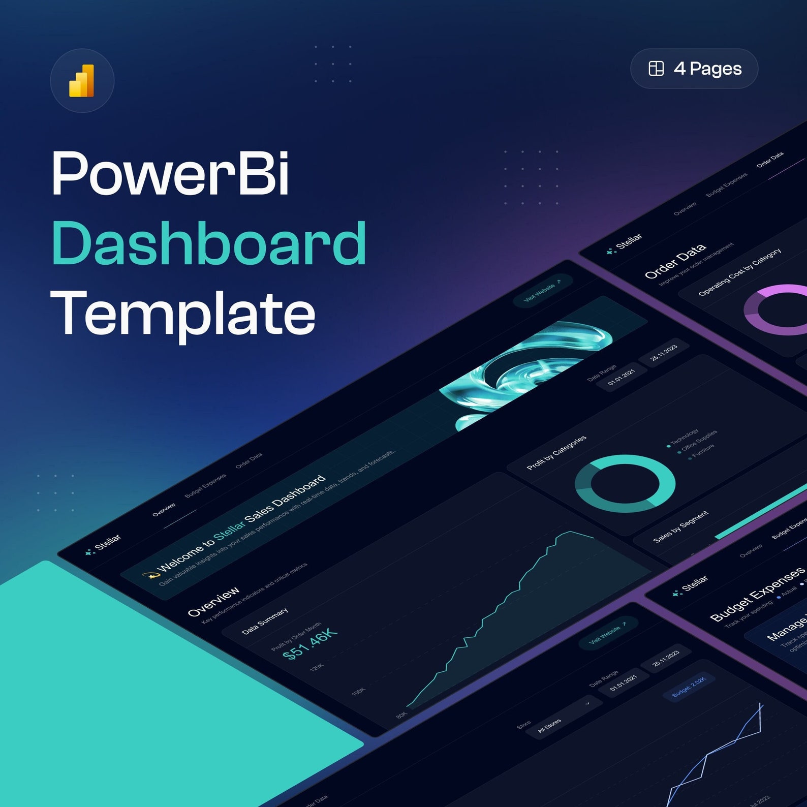 Business Powerbi Dashboard Report Template, Figma — Stellar - Etsy