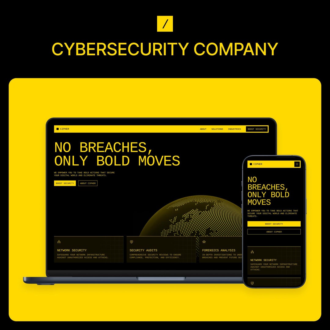 CIPHER – Cybersecurity Company Framer Website - Etsy