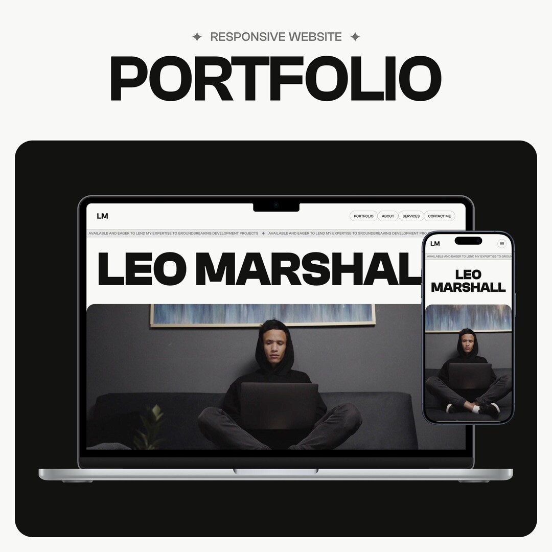 Webflow Developer Portfolio Website Design — Template Leo Marshall - Etsy