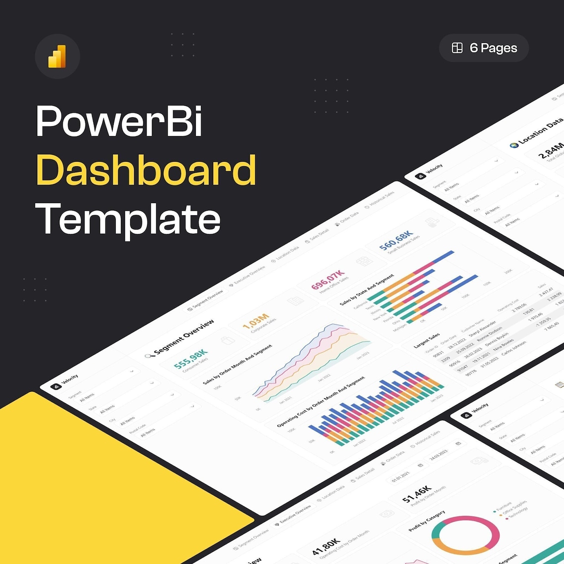 Business Powerbi Dashboard Report Template, Figma — Velocity - Etsy