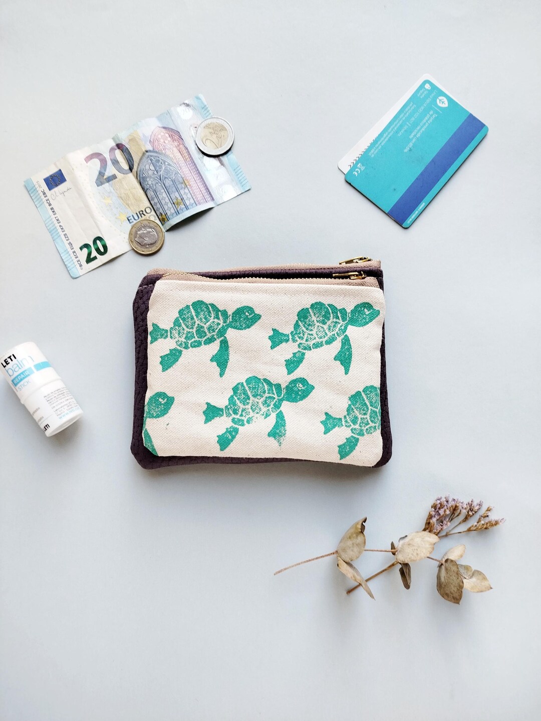 Turtle Wallet. Fannypack. Woman Wallet. Turtle Purse. Hand-printed. Man ...