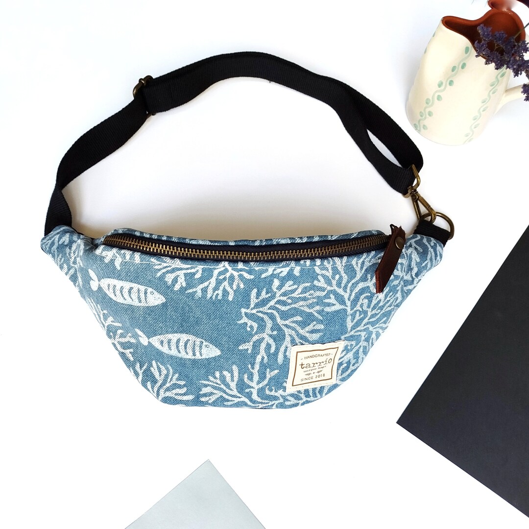 Reef Denim Fanny Pack. Cotton Denim Fabric and Cotton Handle. Hand ...