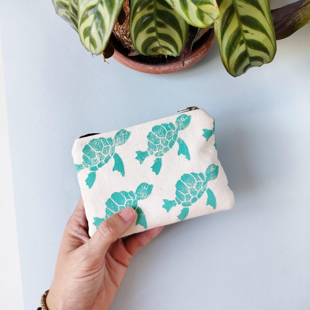 Turtle Wallet. Sea Turtle Wallet. Turtle Coin Purse. Hand-printed ...