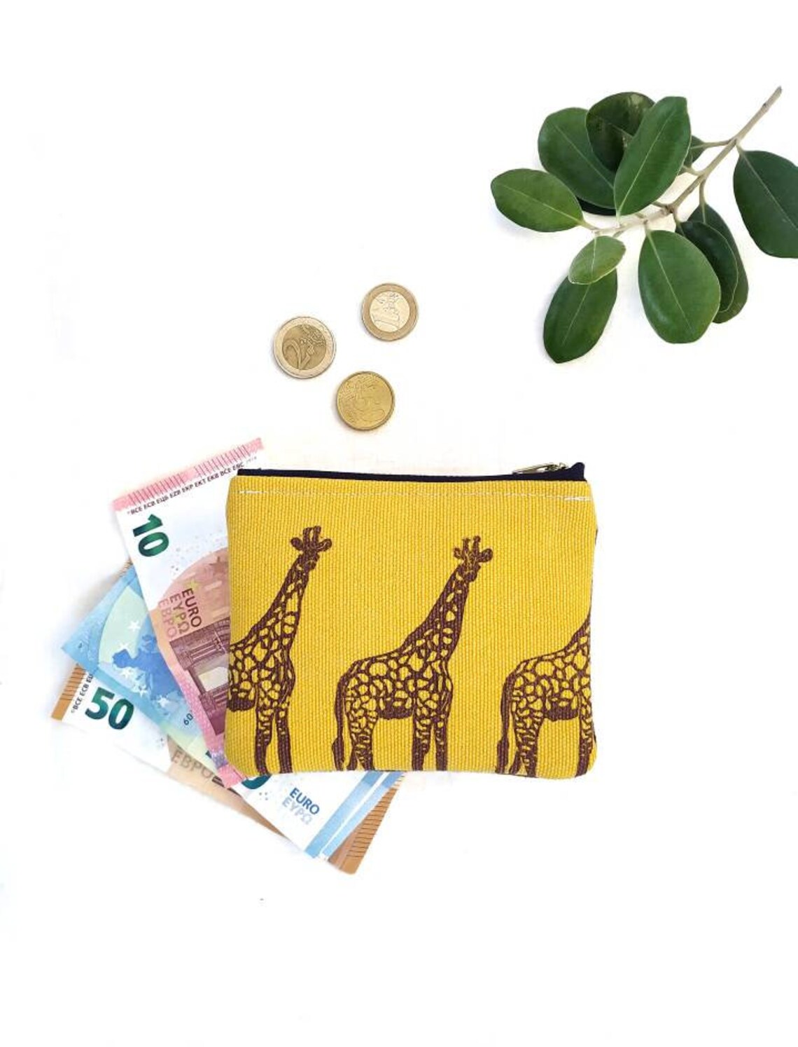 Giraffe Wallet. Giraffe Coin Purse. Hand-printed. Cotton Canvas. Woman ...