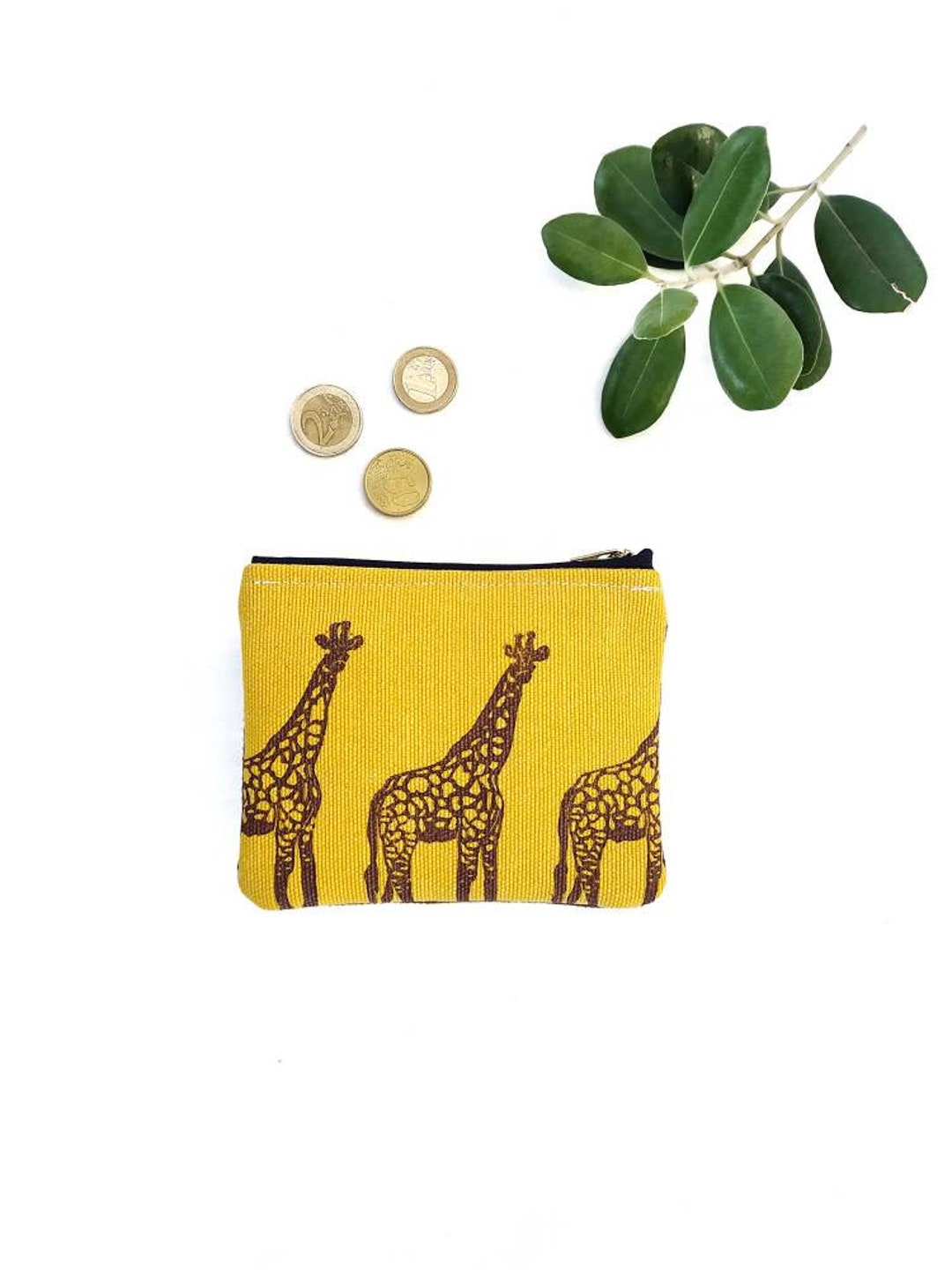 Giraffe Wallet. Giraffe Coin Purse. Hand-printed. Cotton Canvas. Woman ...