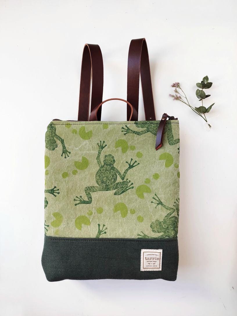 Frog Backpack. Froggy Backpack, Made of Cotton Canvas Fabric and ...