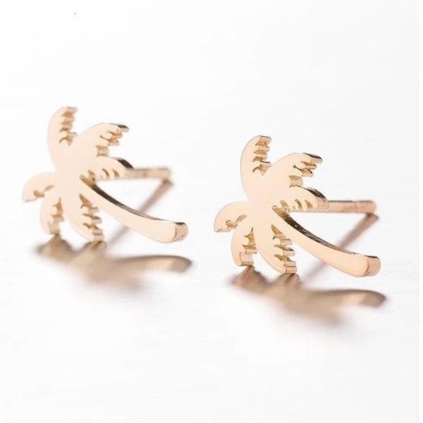 Palm Tree Stud Earrings - Etsy