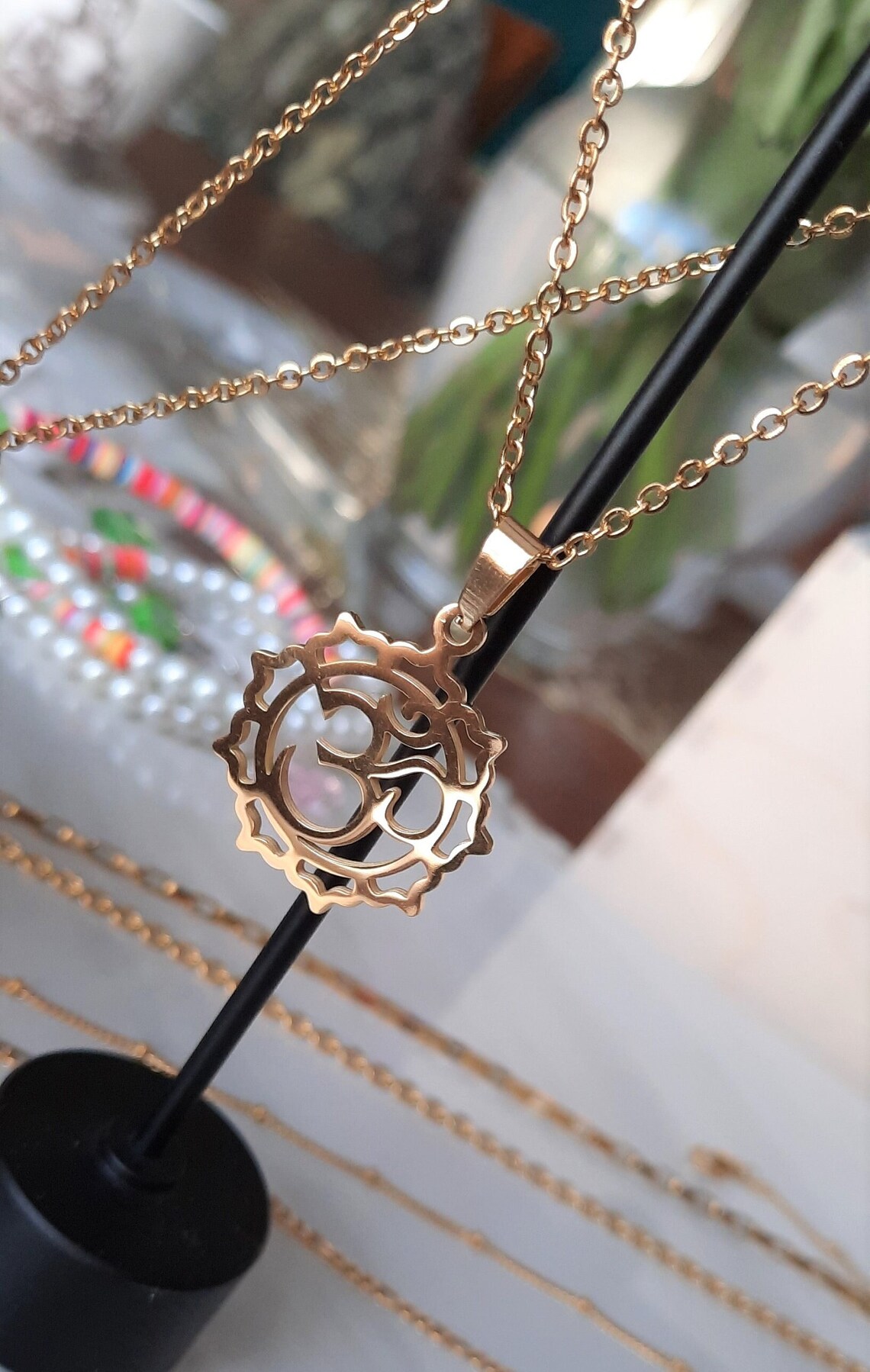 Ohm Symbol Gold Tone Stainless Steel Pendant Necklace Om - Etsy