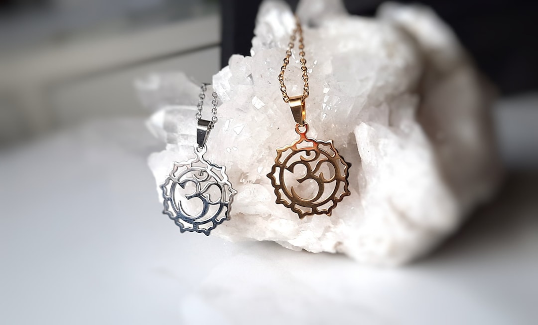 Ohm Symbol Gold & Silver Stainless Steel Pendant Necklace, Om Charm ...