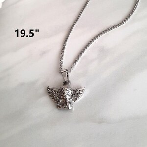 Angel Silver Stainless Steel Pendant Necklace, Cupid Angel Charm ...