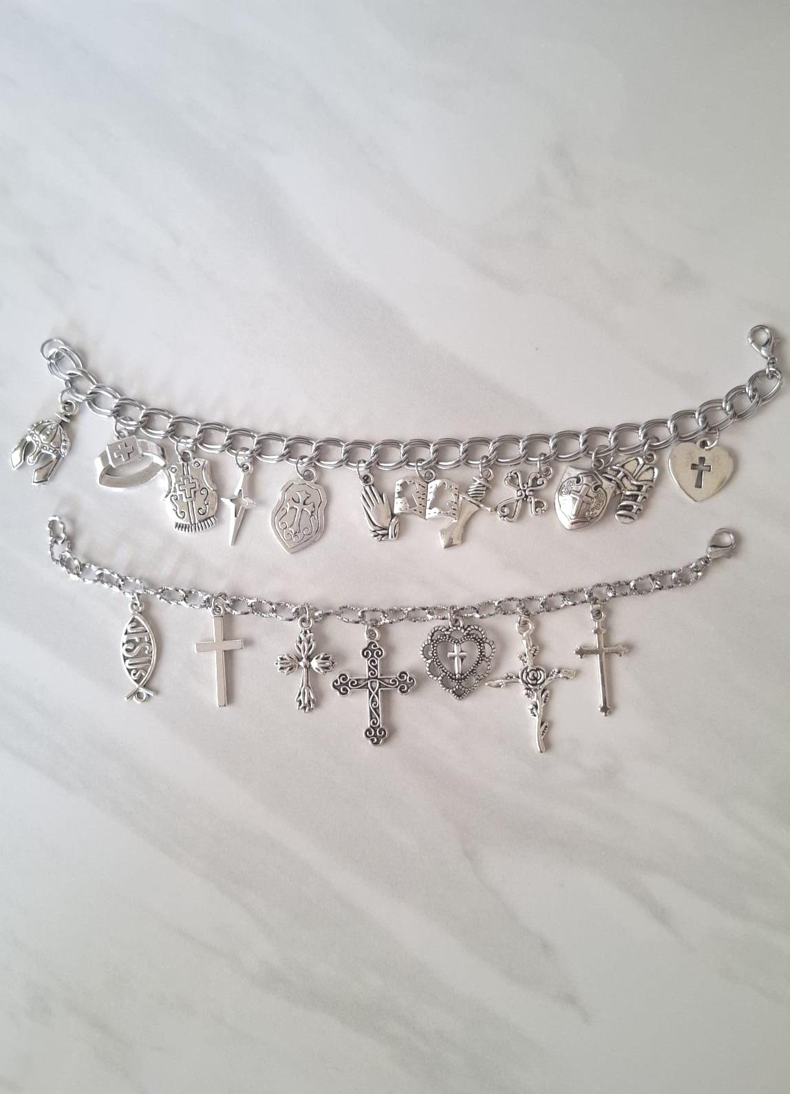 Religious Charm Bracelet: Stainless Steel, Armor of God, Christian ...