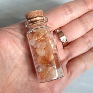 Mini Gemstones Corked Glass Bottle, Tumbled Chips, Amethyst, Rose ...