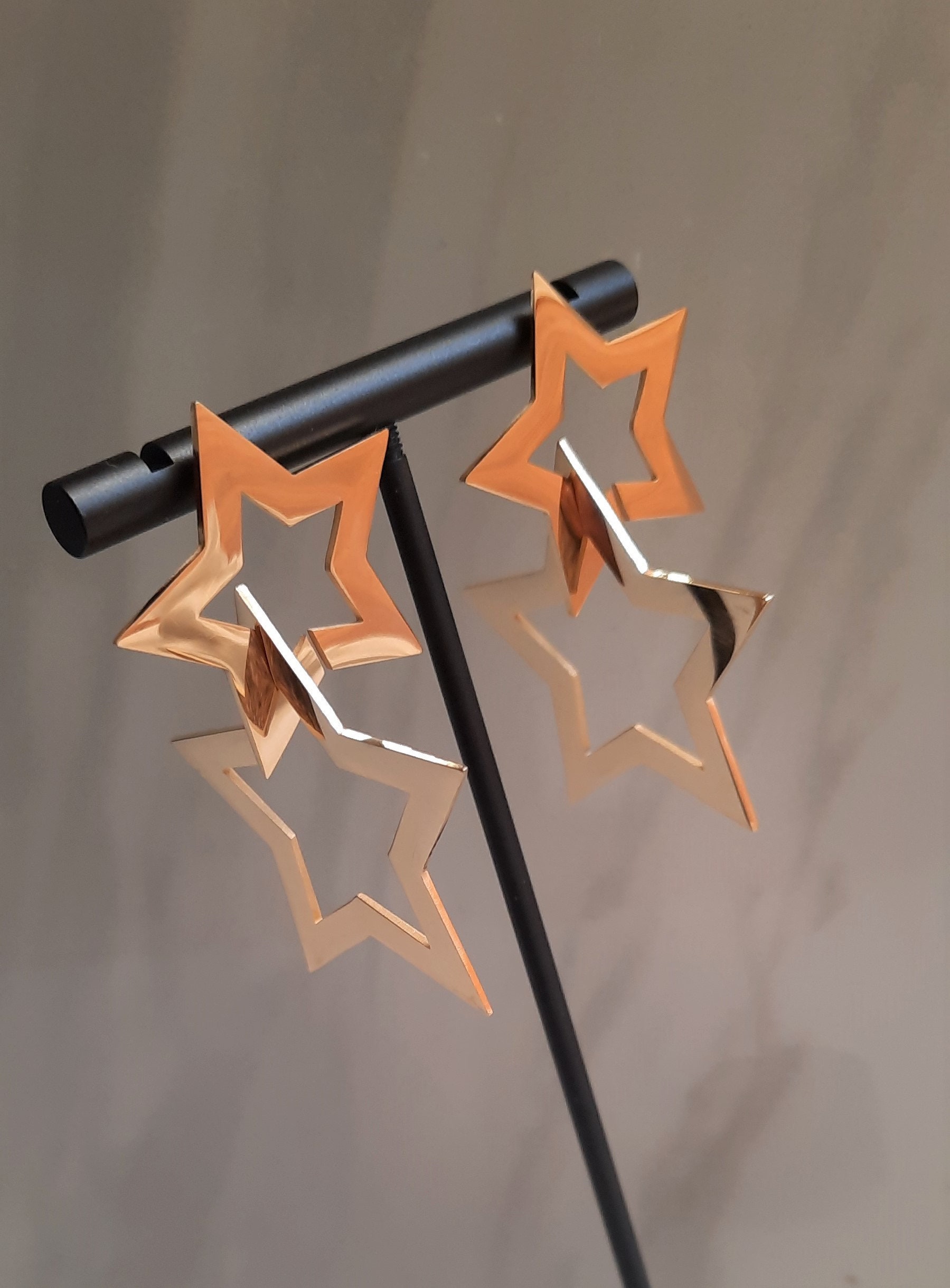 50mm Intertwined Stars Gold Tone Stainless Steel Drop - Etsy UK