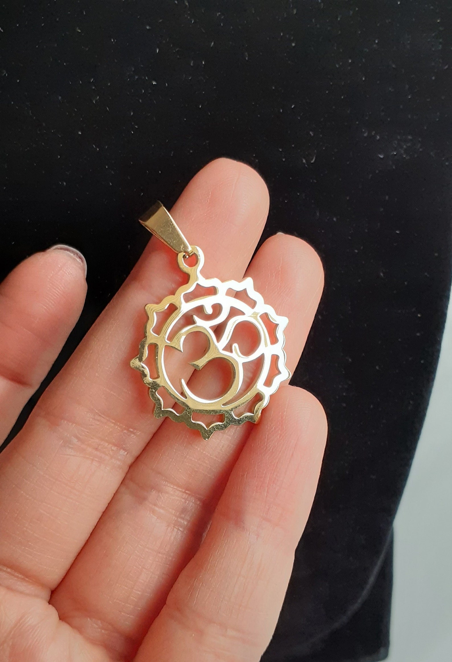 Ohm Symbol Gold Tone Stainless Steel Pendant Necklace Om - Etsy