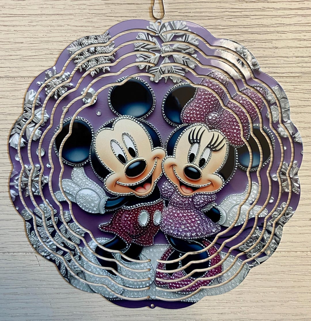 Disney Inspired Mickey & Minnie Mouse Bling Garden/patio Spinner - Etsy