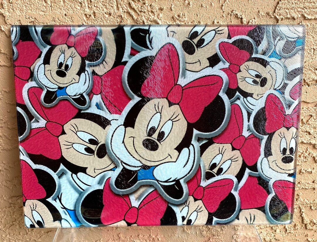 Disney Inspired Minnie Mouse 8x11 Glass Cutting Board/cheese Board - Etsy