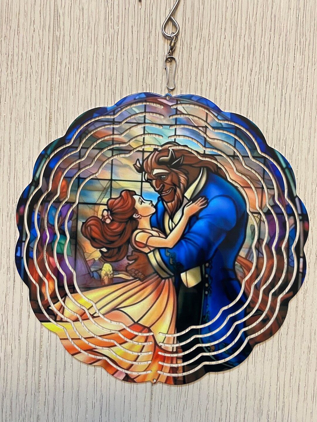 Disney Inspired Beauty and the Beast 8 Inch Metal Wind Spinner, Garden ...