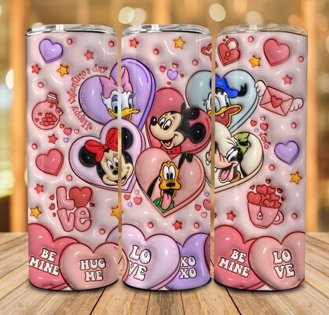 Disney Inspired Valentines Day, 20oz Tumbler With Lid,straw, Straw ...