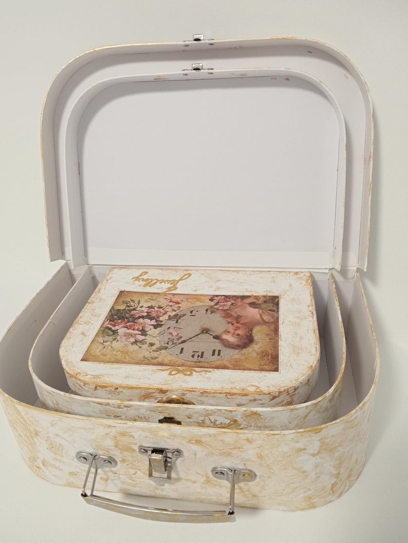 Decoupage - Vintage Look - Mini Suitcases - Set of Three - Etsy