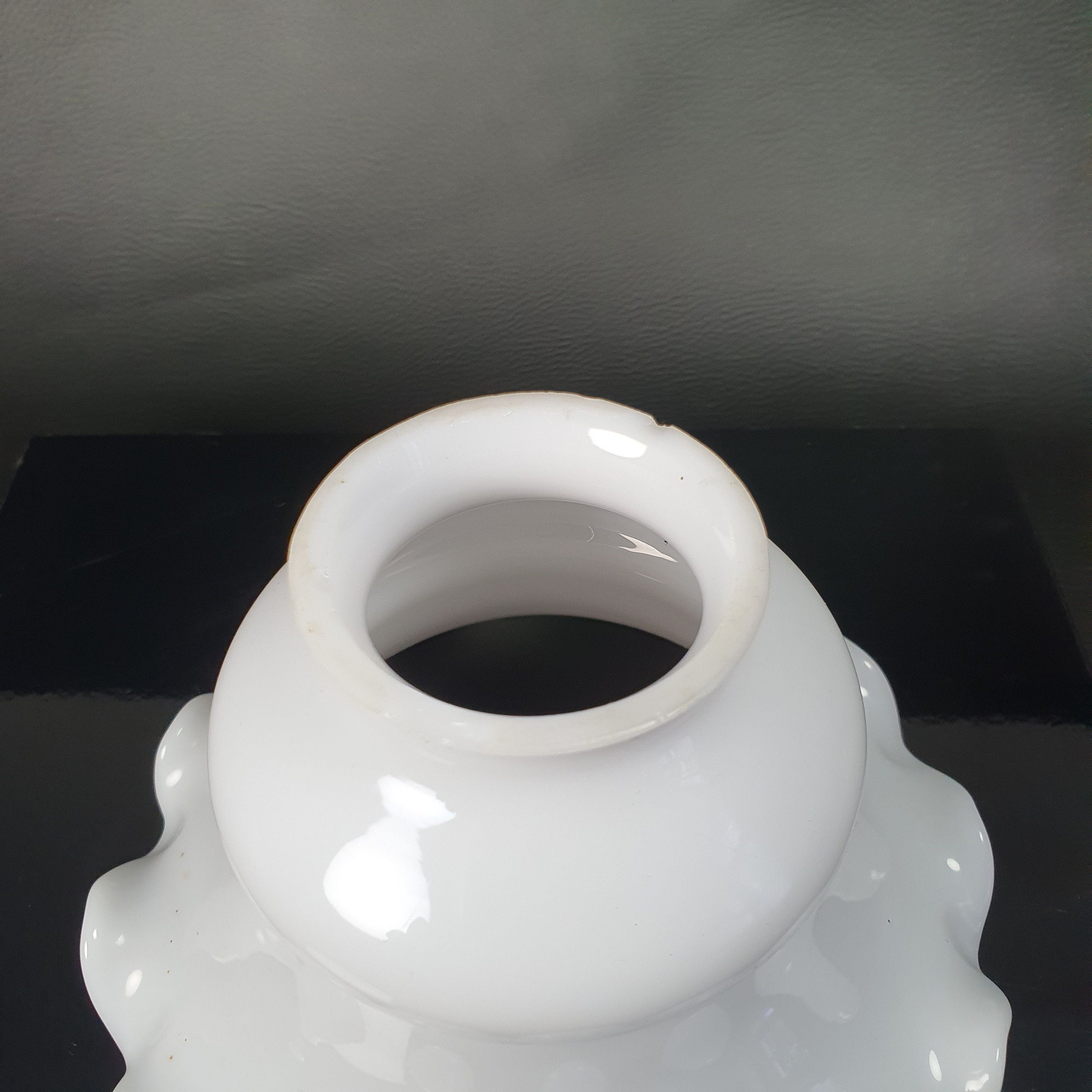 Old White Lamp Glass in the Shape of a Corolla in Opaque Opaline Glass ...