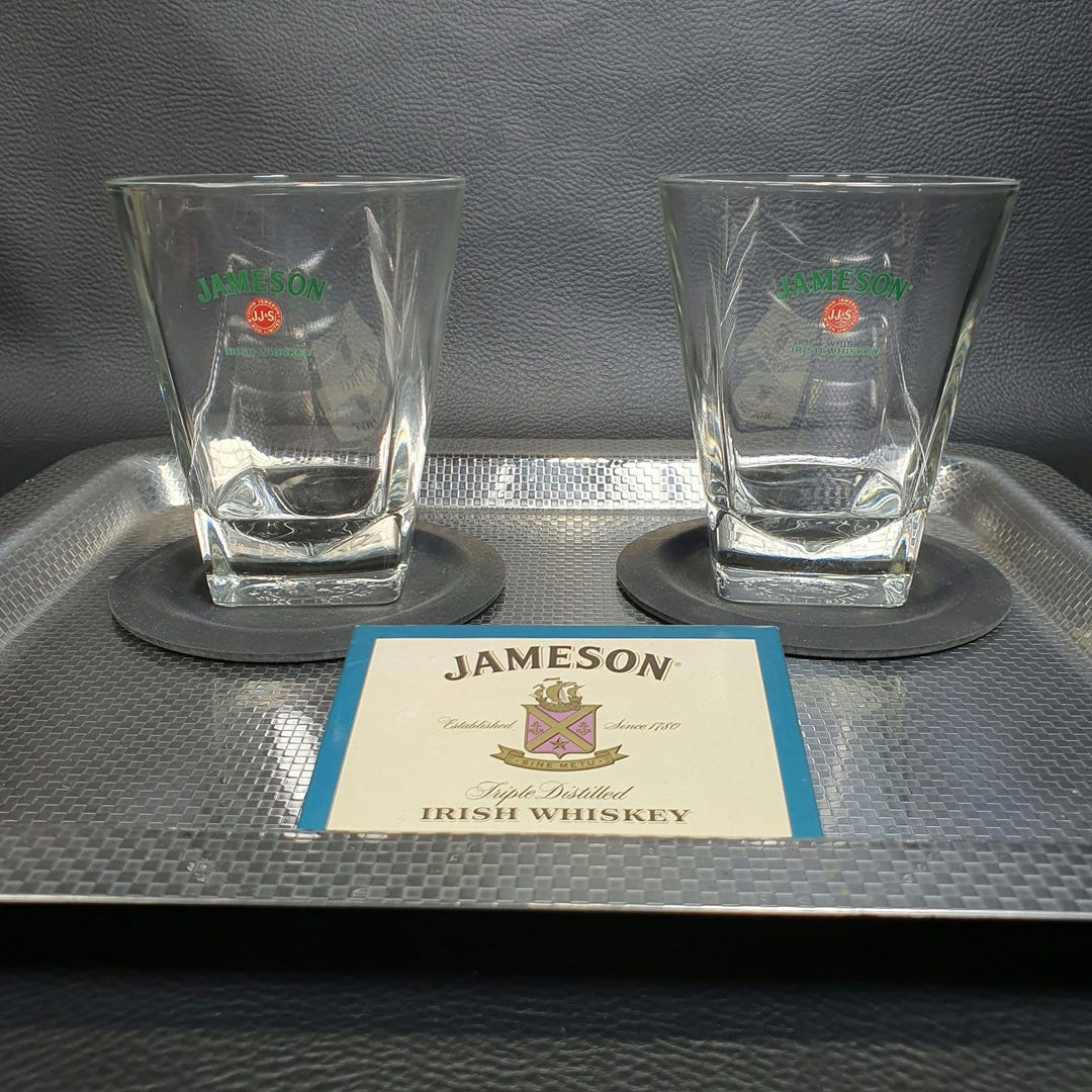 JAMESON | 2 Advertising Whiskey Glasses for the JAMESON Irish Whiskey ...
