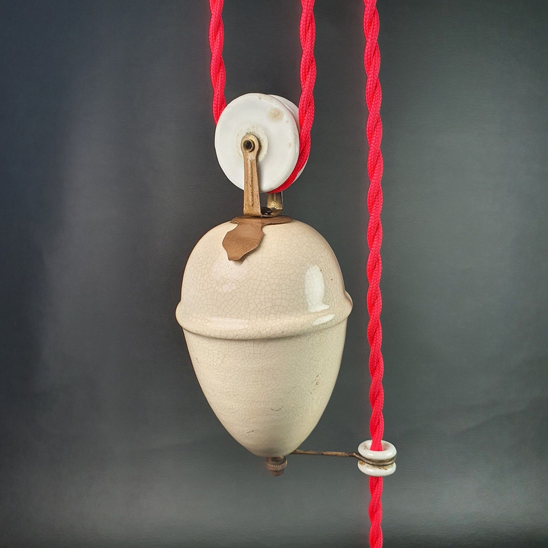 RISE AND FALL | Old White Porcelain Pulley Counterweight Weighted With ...