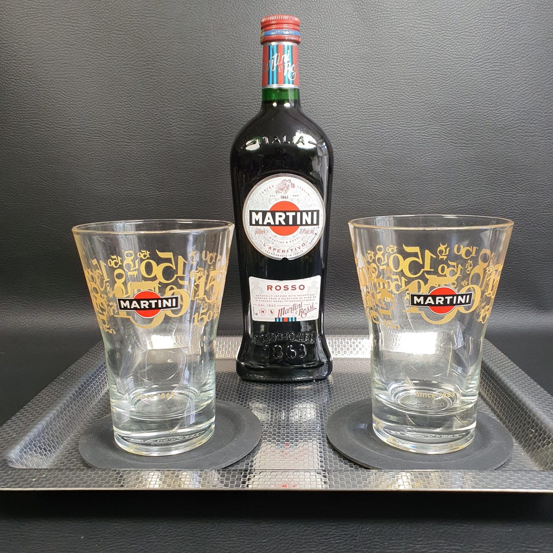 MARTINI | 2 Large Collector's Glasses With MARTINI Logo for the 150th ...