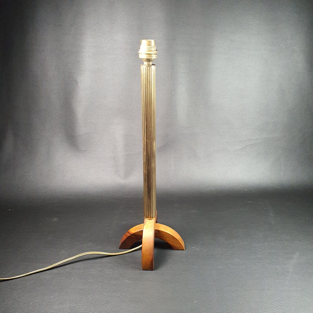 ART DECO | Old Electrified Art Deco Style Gilt Brass Column Lamp Base ...