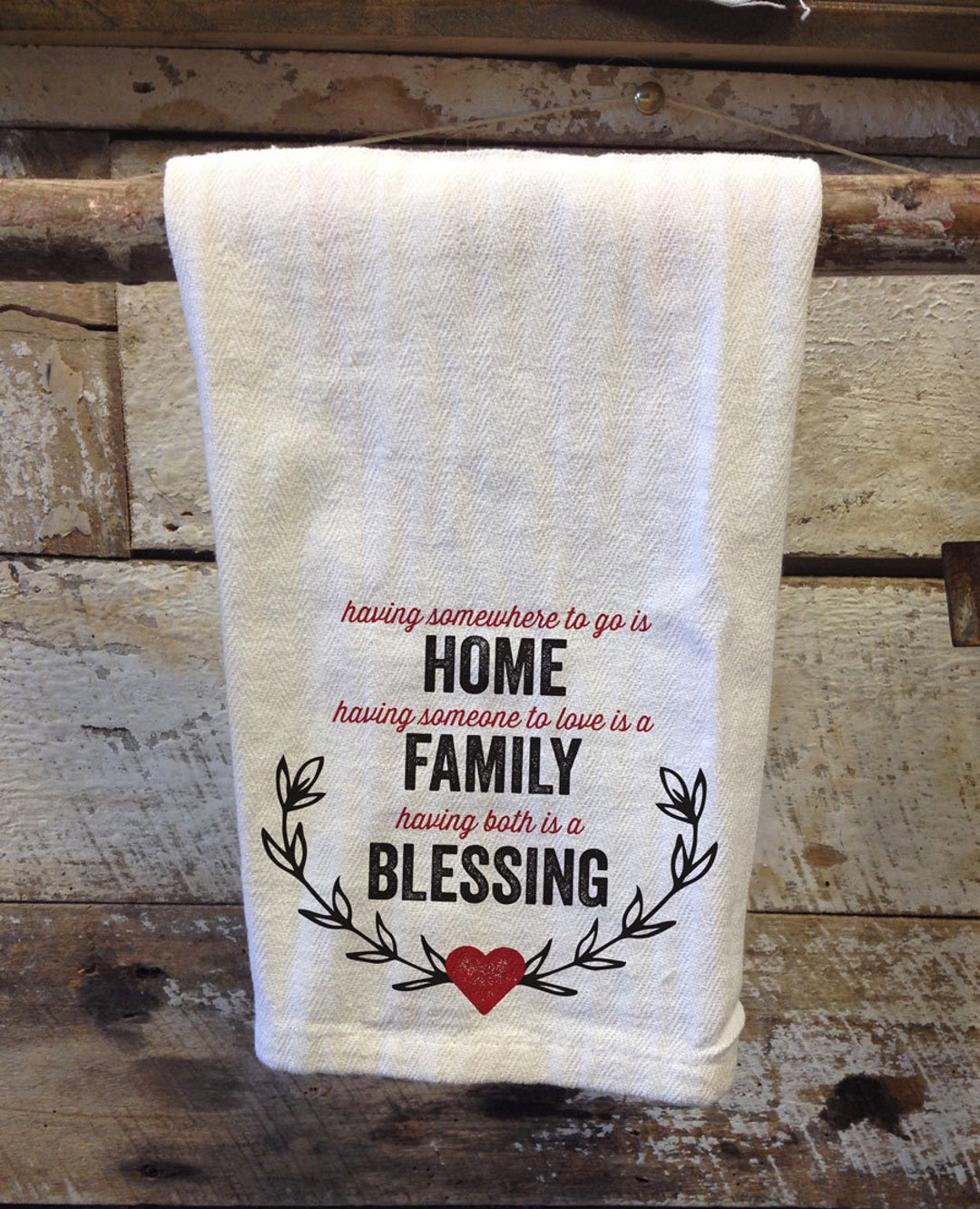 Tea Towel Stacked Type//home Family Blessing Tea Towel - Etsy