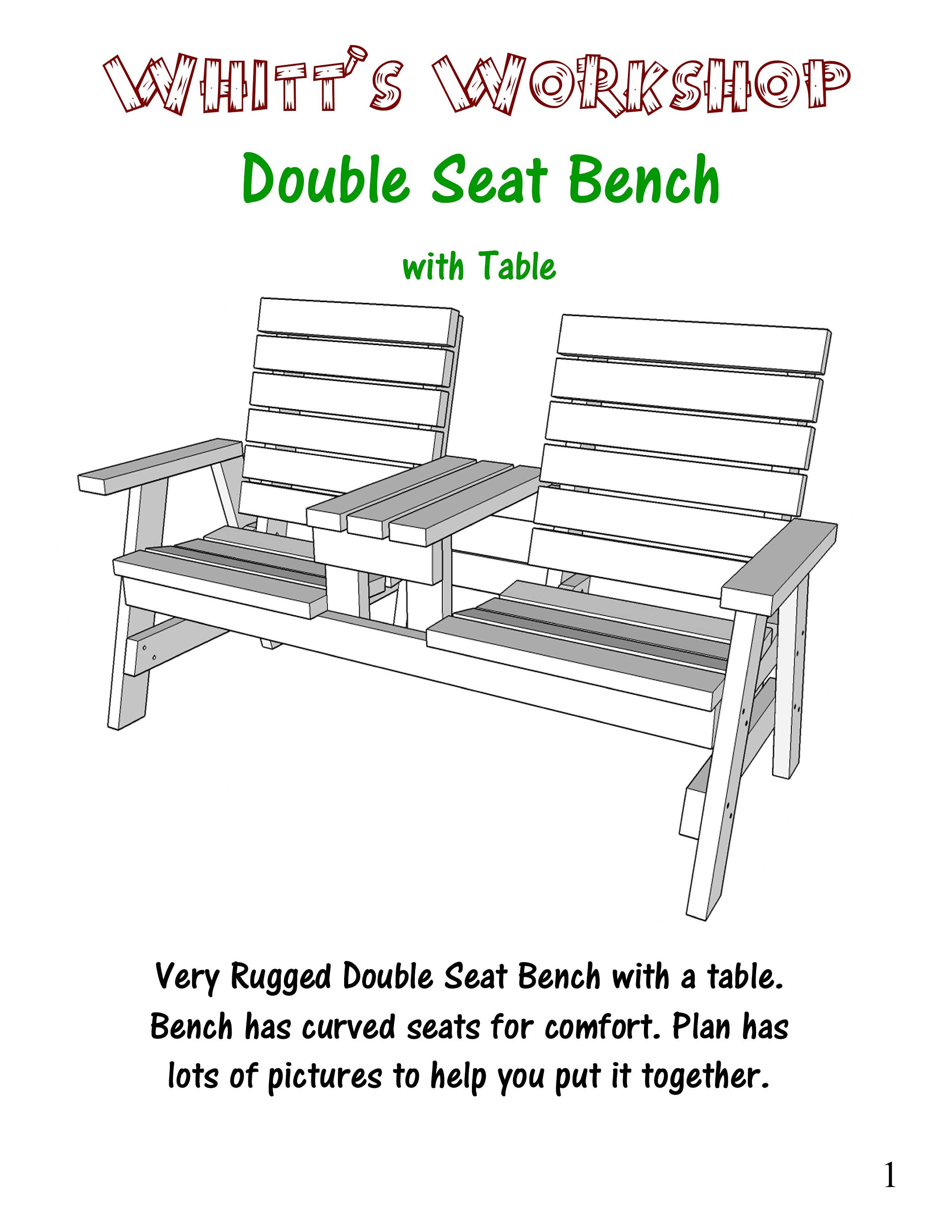 Double Seat Bench With Table - Etsy