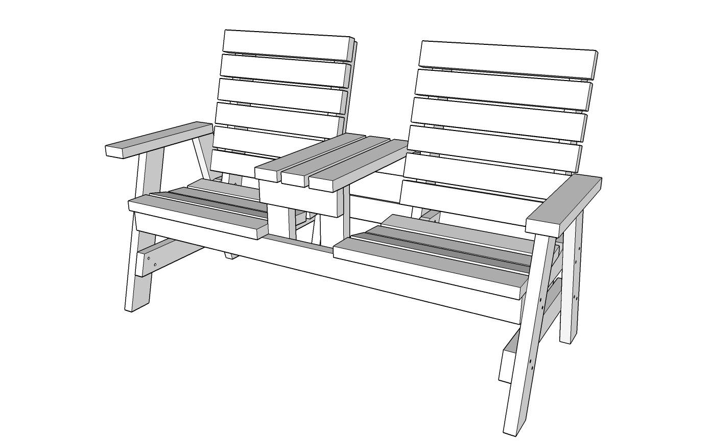 Double Seat Bench With Table - Etsy