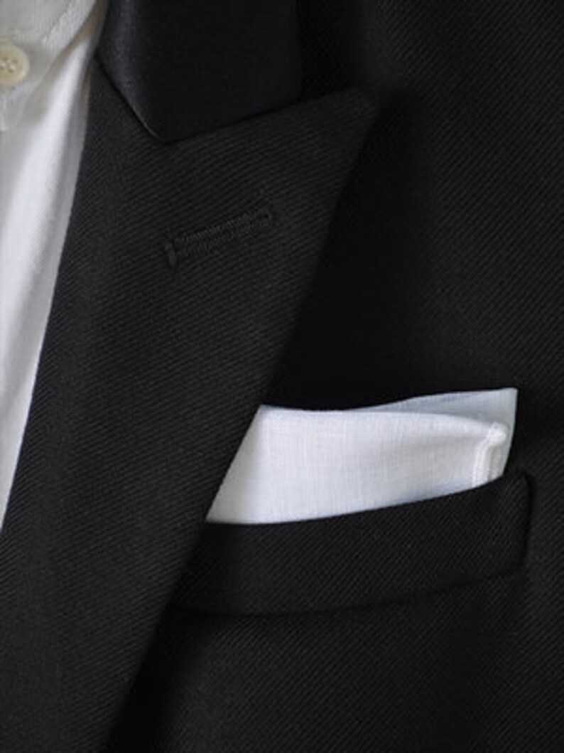 White Linen Monogrammed Pocket Square - Etsy