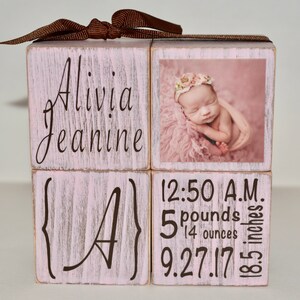 New Baby Blocks Baby Stats Blocks Baby Nursery Decor | Etsy