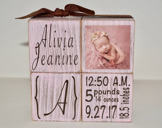 New Baby Blocks Baby Stats Blocks Baby Nursery Decor Distressed Nursery ...