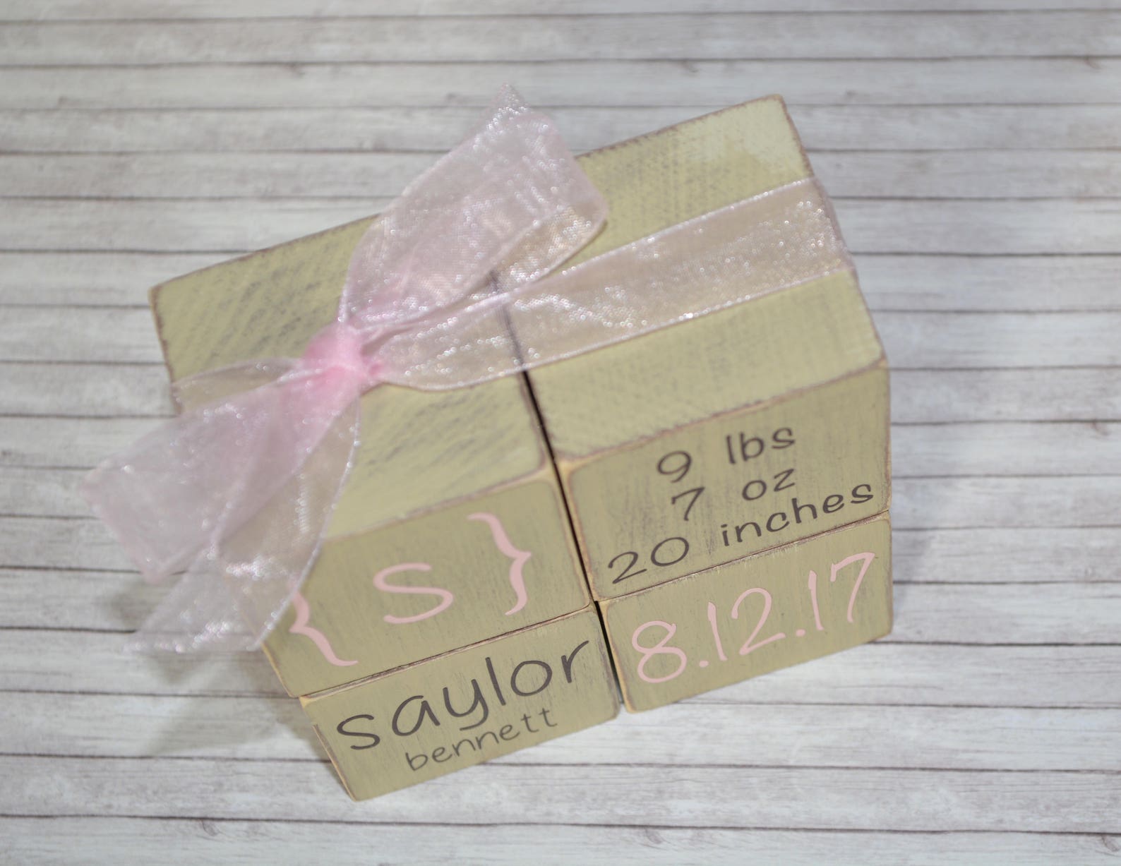 New Baby Blocks Baby Stats Blocks Baby Nursery Decor | Etsy