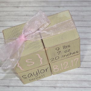 New Baby Blocks Baby Stats Blocks Baby Nursery Decor | Etsy